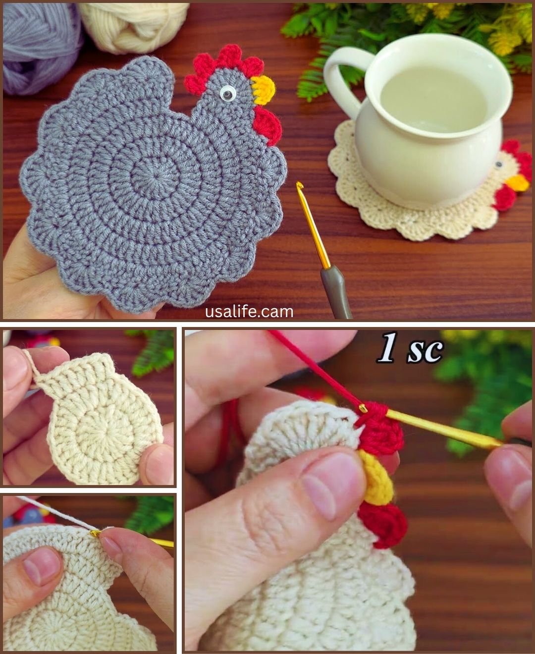 Crochet Chicken Coaster: A Fun and Functional Farmhouse-Inspired Craft