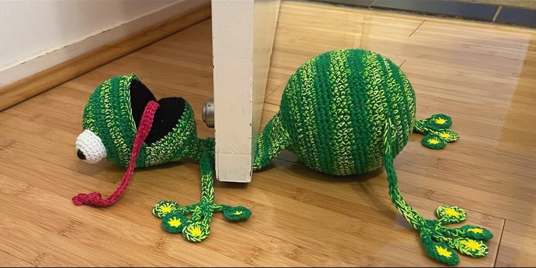 Squashed Frog Door Stopper Crochet