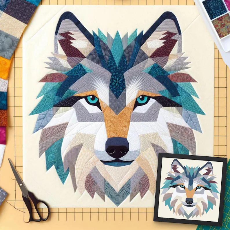 Wolf patchwork sewing pattern: Create a Stunning Quilt That Howls with ...