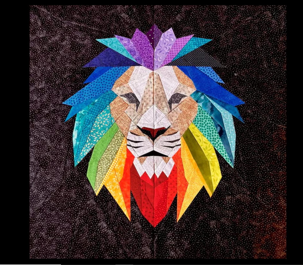 Rainbow Lion Head Quilt Block - Quilt Pattern