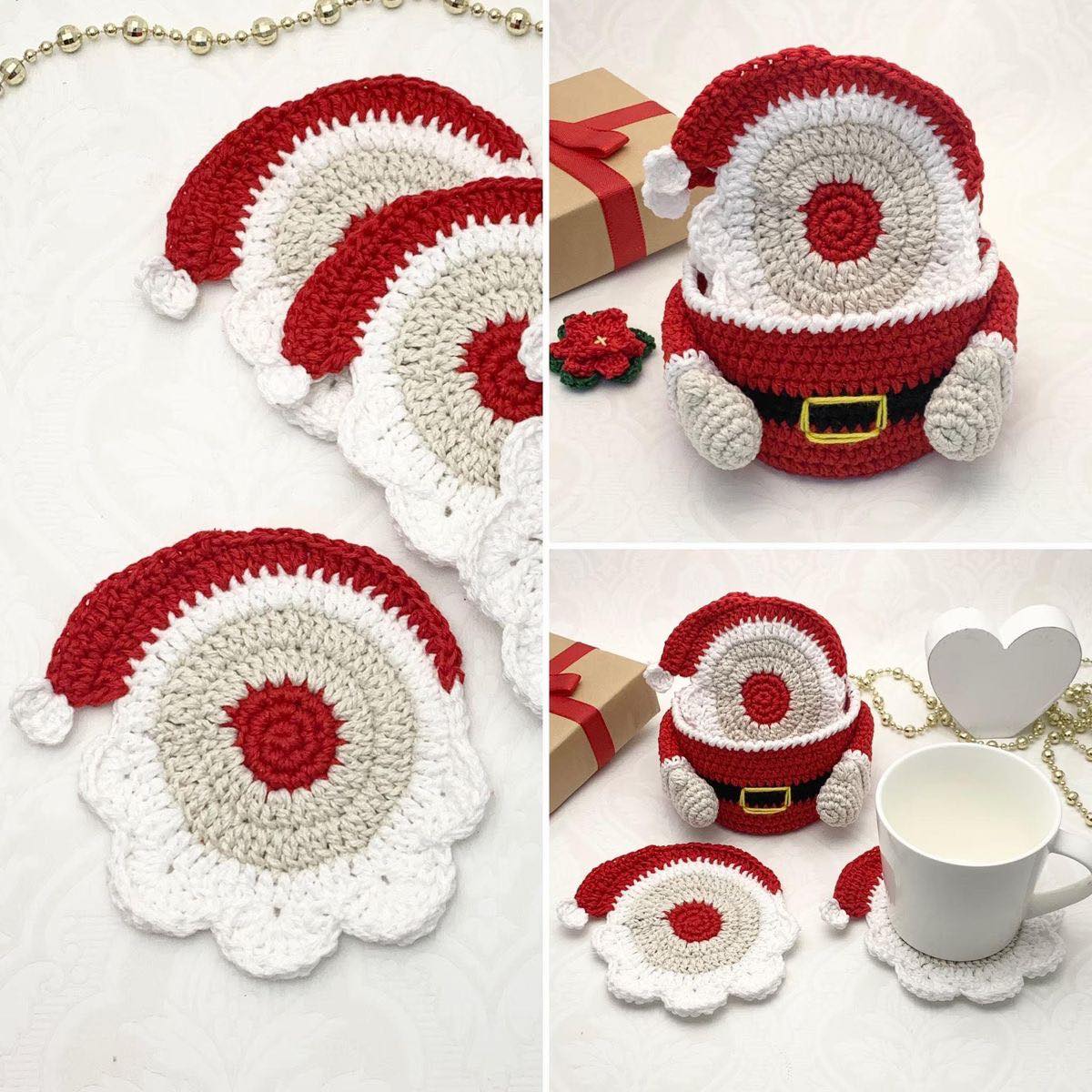 Crochet Santa Coasters Pattern - harmonythreads.dicasdorei.com