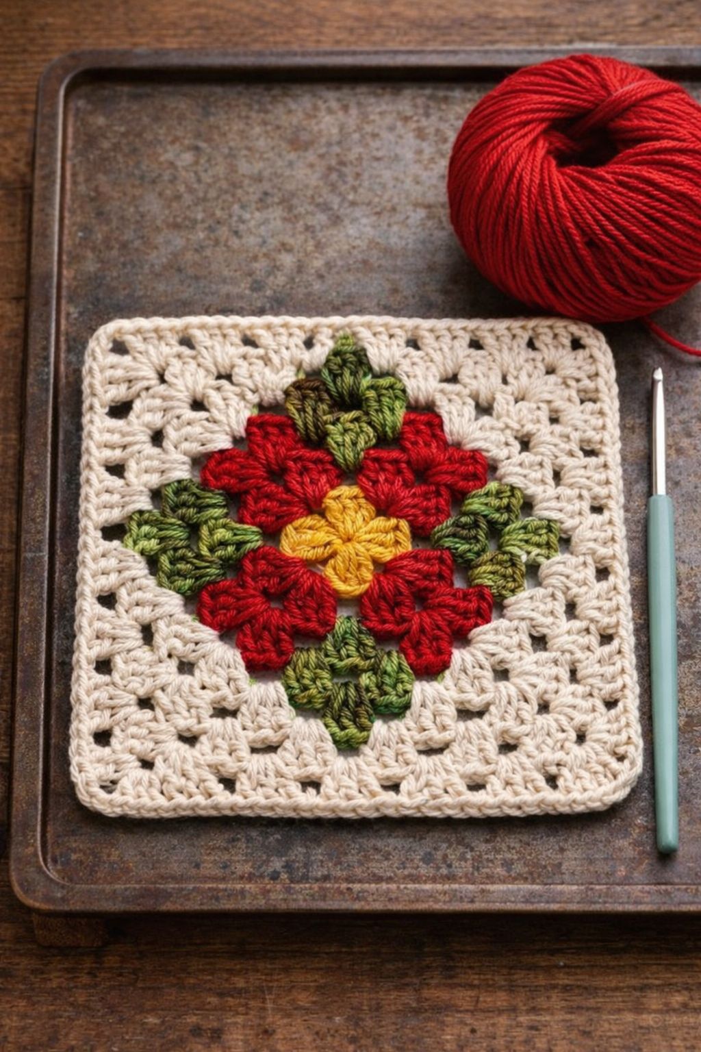 Crochet Poinsettia Square Pattern