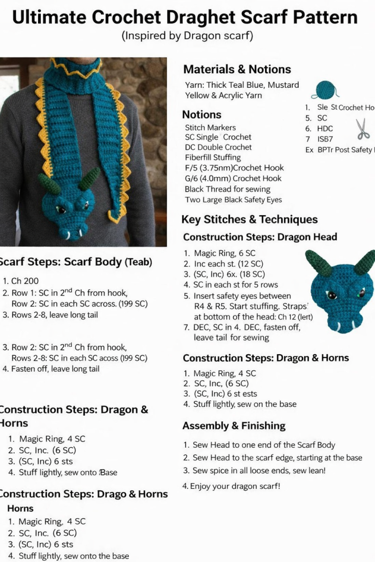 Crochet Dragon Scarf Pattern