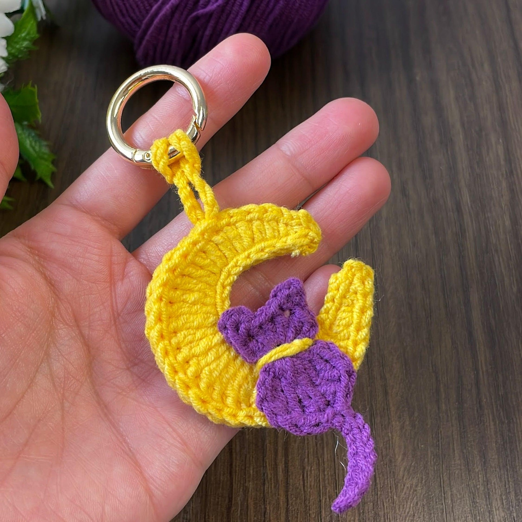 Crochet cat and moon keychain Pattern