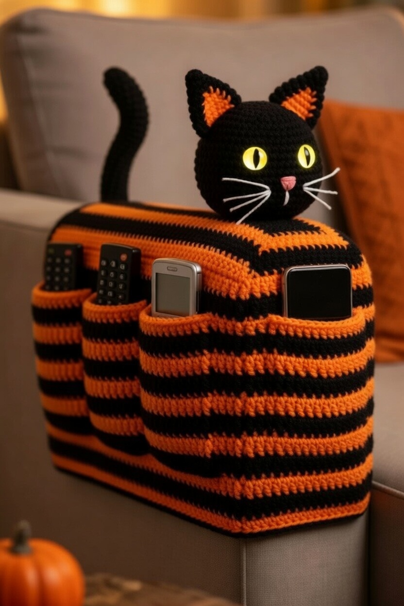 Crochet Cat Remote Caddy Pattern