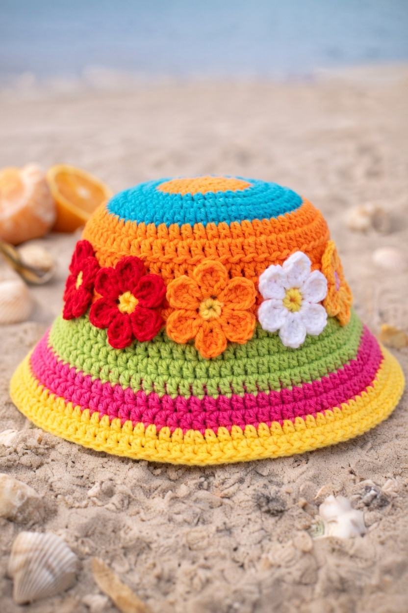 Crochet Flowers Sun Hat Pattern
