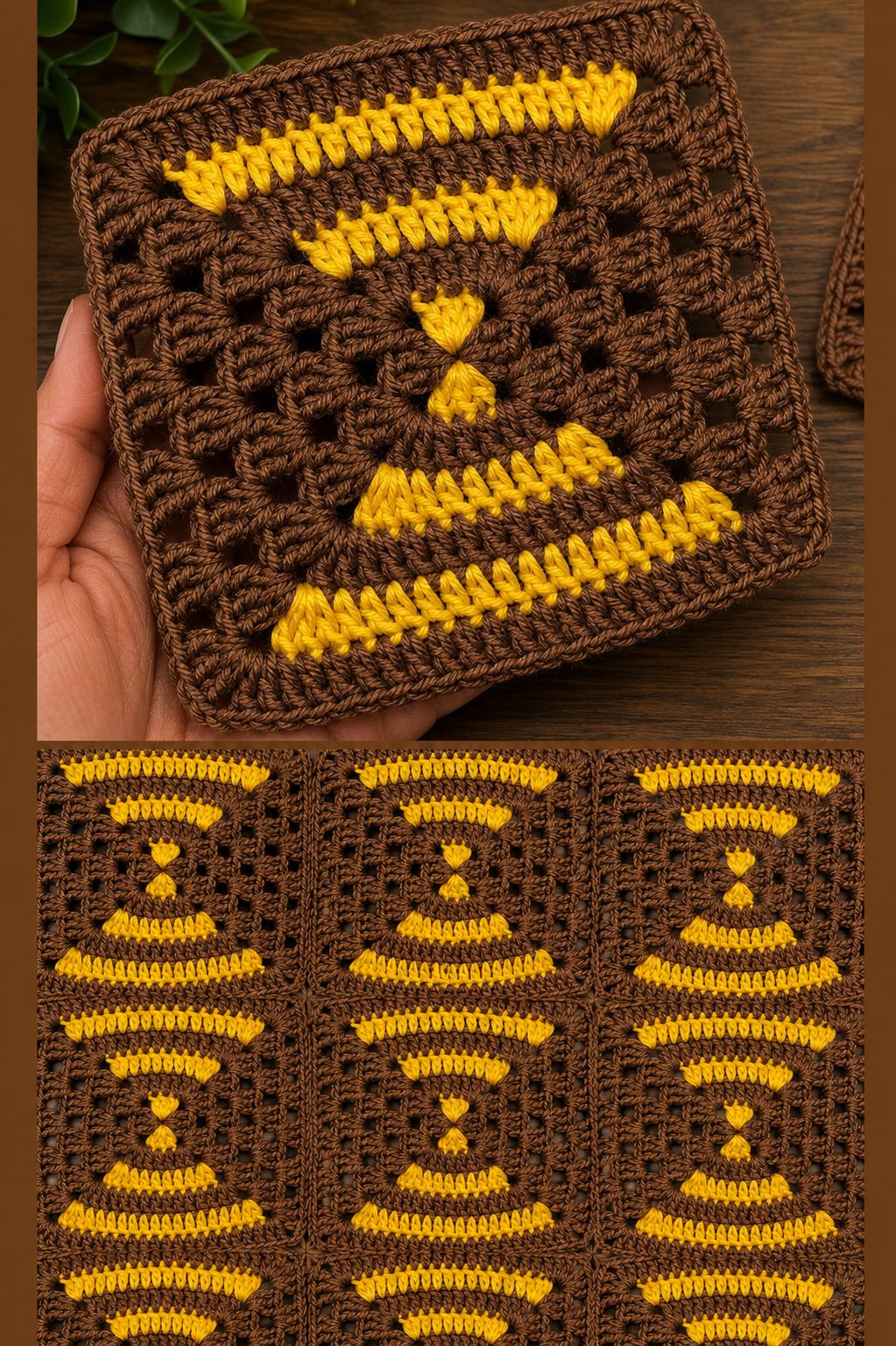 Crochet Two-tone Granny Square Pattern